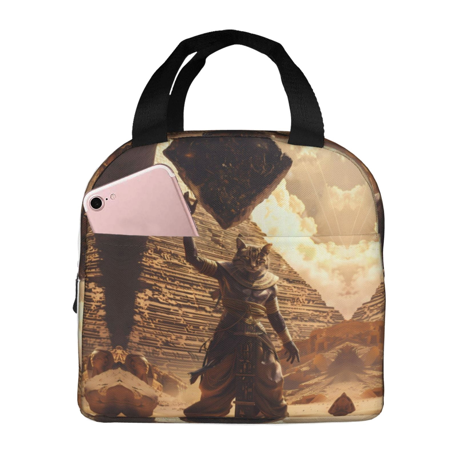 Insulated Lunch Bags for Men Women Work - Egyptian Cat Pharaoh Magic ...