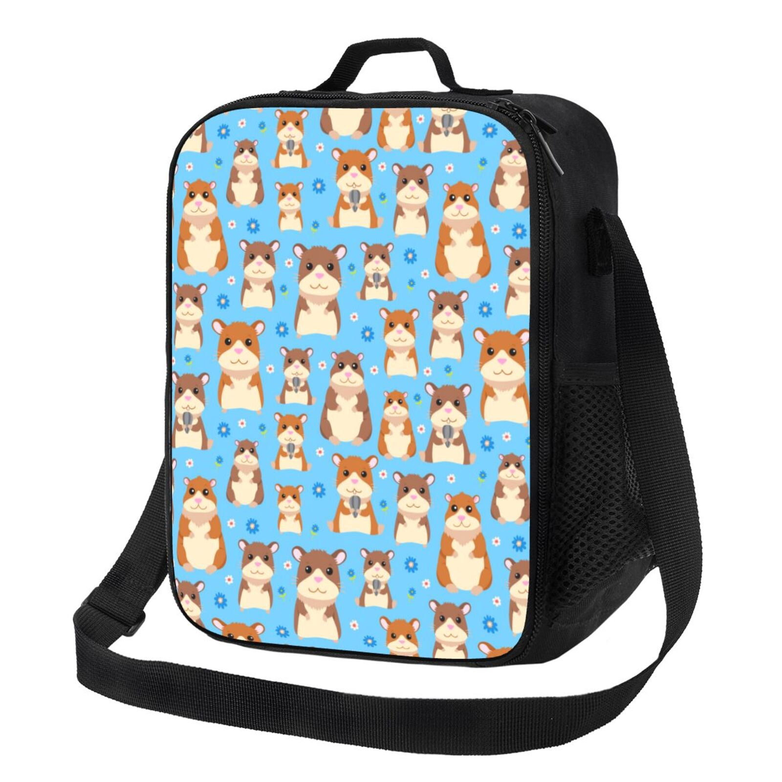 Insulated Lunch Bags for Women Men Work - Cartoon cute hamster flower ...