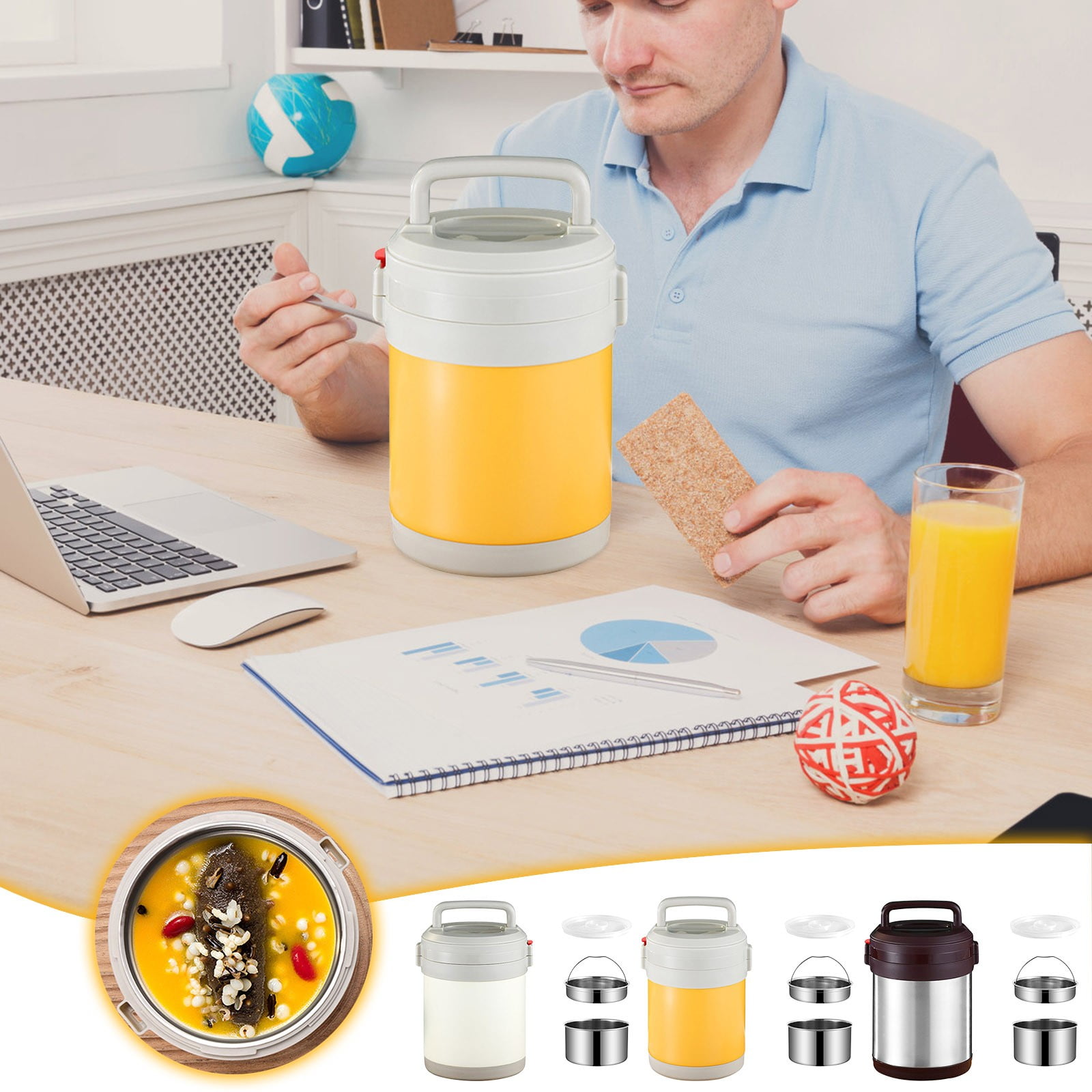 Insulated Lunch Box 304 Stainless Steel | 1600ml Portable Lunch Jar | 3 ...