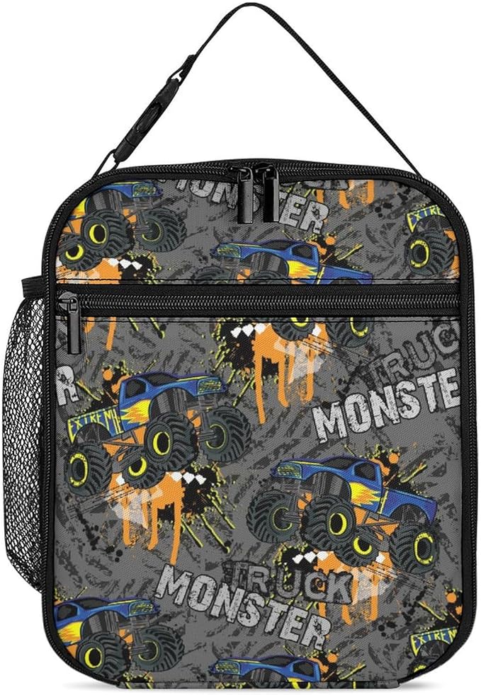 Insulated Lunch Box Abstract Monster Truck Small Lunch Bag Cartoon Cars ...