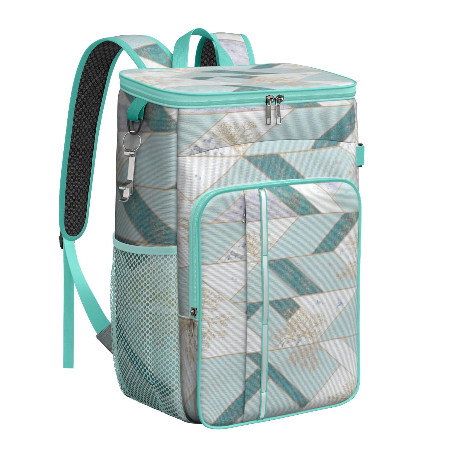 Insulated Lunch Box Cooler Backpack Marble Modern Geometric Flowers ...