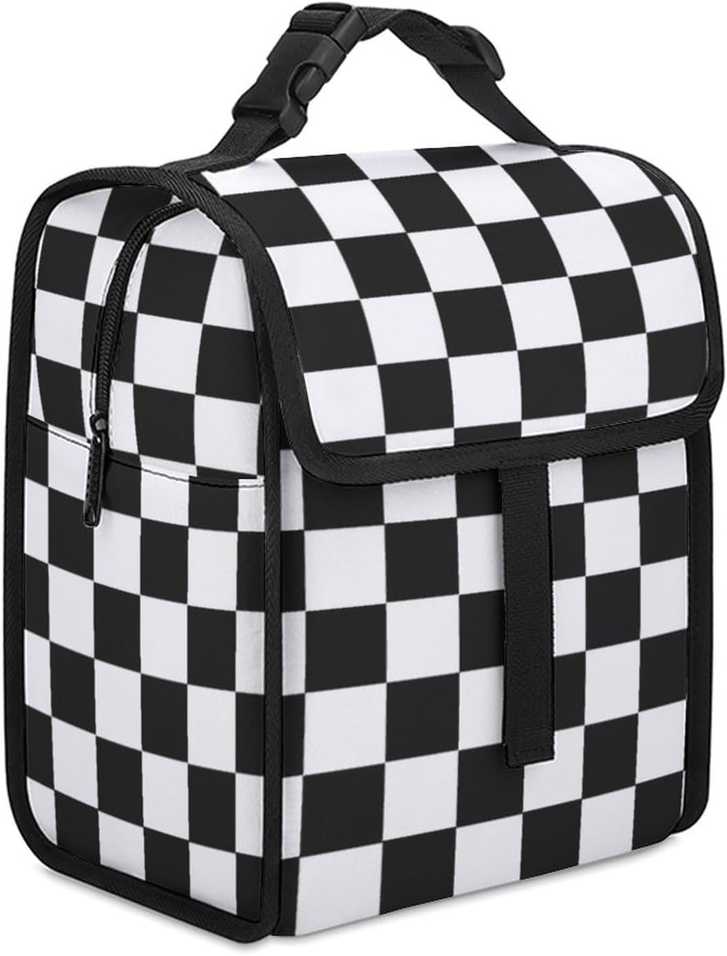 Insulated Lunch Box, Race Waving Checkered Black And White Leakproof ...