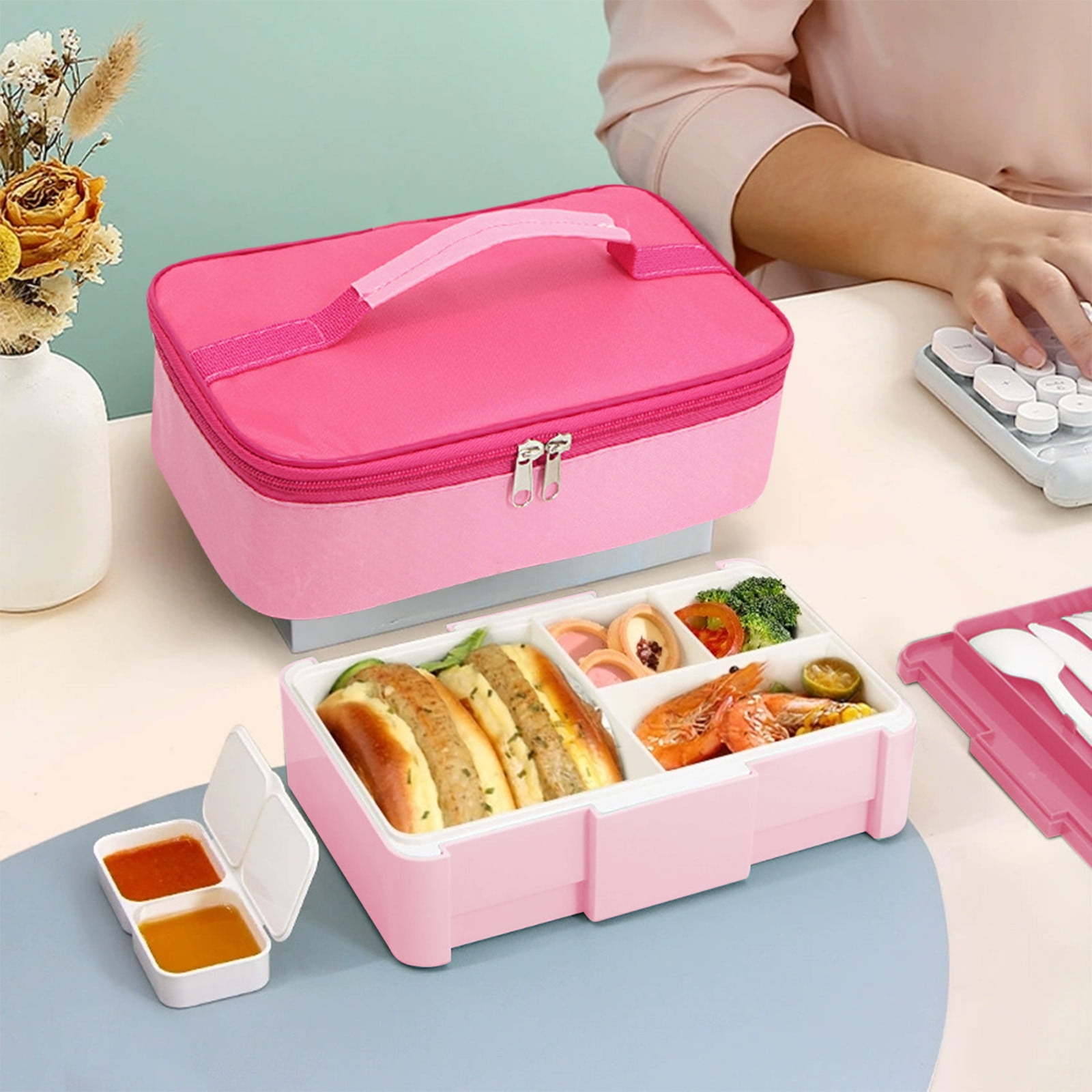 Insulated Lunch Box Set | 4-Compartment Bento Food Container with Leak ...