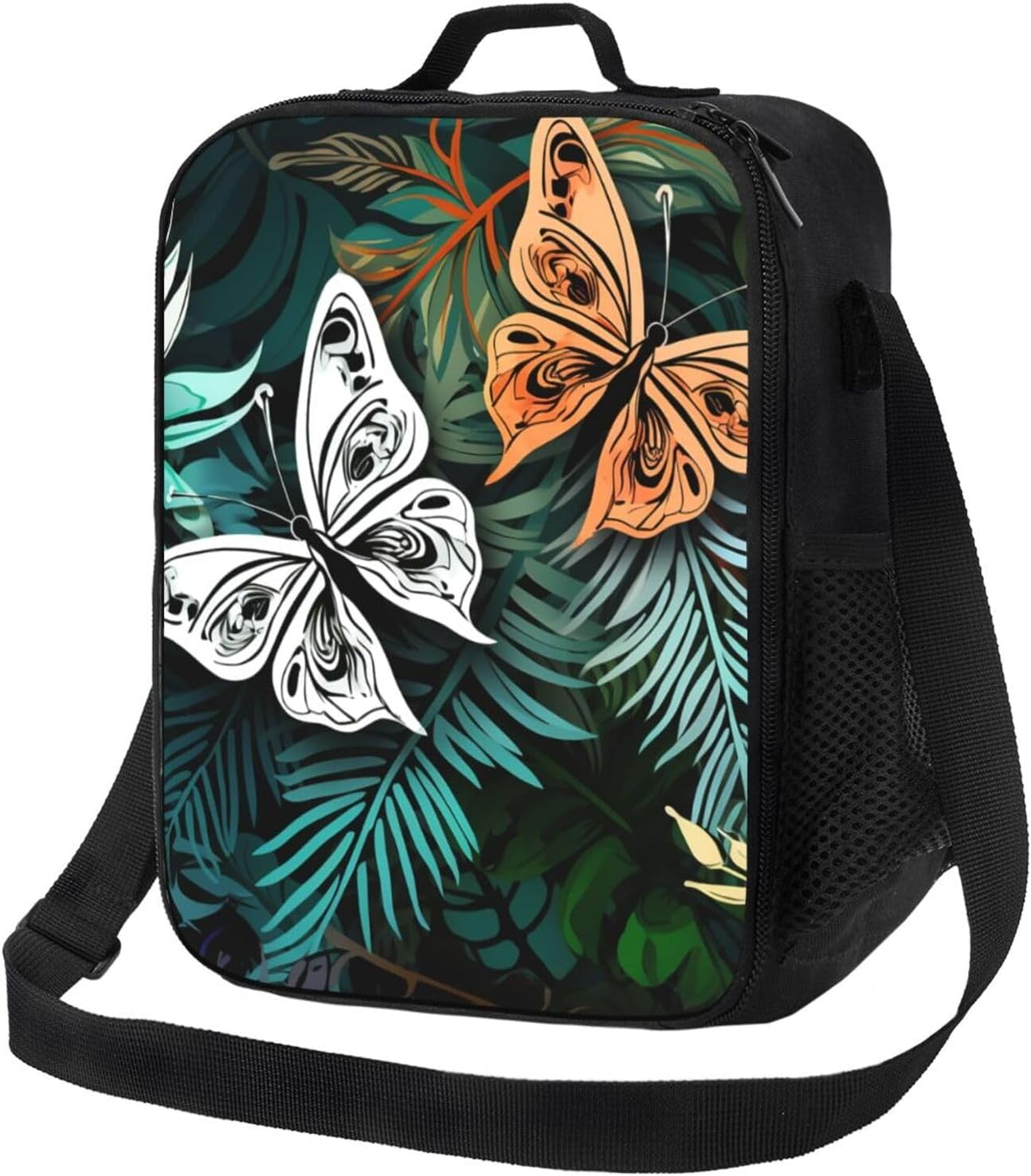 Insulated Lunch Box for Women Men Butterflies and leaves Hawaiian Lunch ...