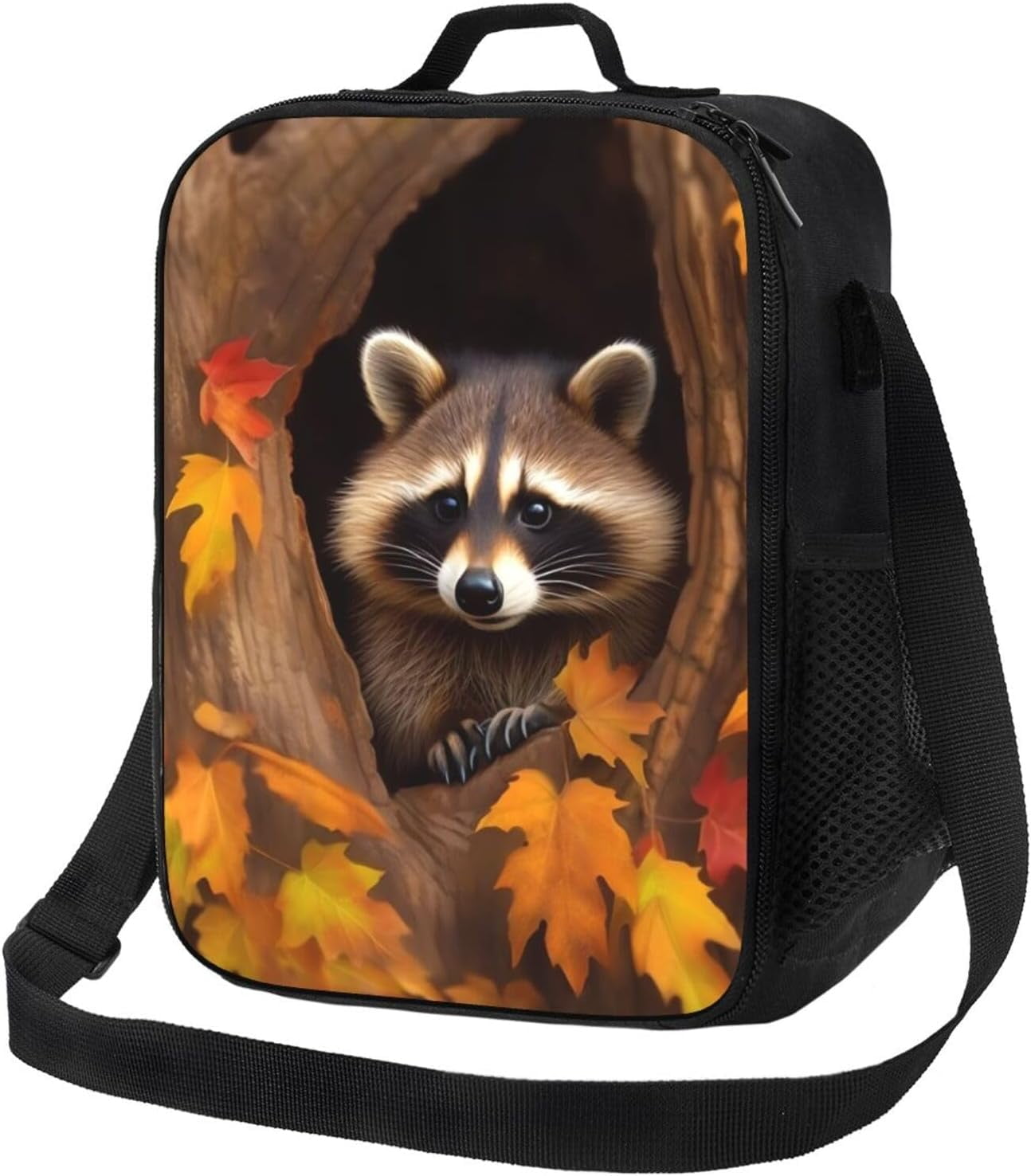 Insulated Lunch Box for Women Men Raccoon in The Fall Tree Hole Lunch ...