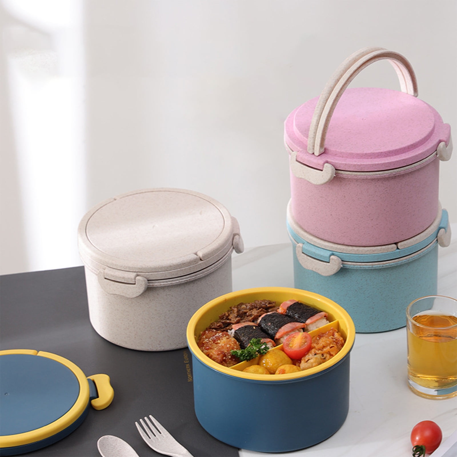 Bksdlh Leak-proof Meal Container, Double Lid Soup Bowl, Food-grade ...