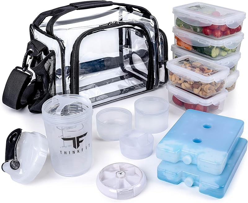 Insulated Meal Prep Lunch Box with 6 BPA-Free, Reusable, Microwavable ...