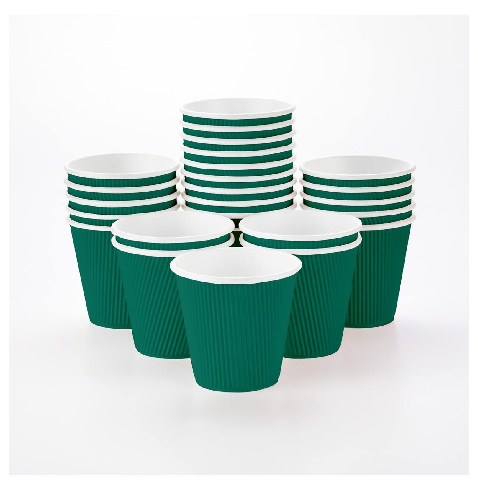 Insulated Paper Coffee Cups - Ripple Wall - Forest Green - 8 oz - 500ct ...