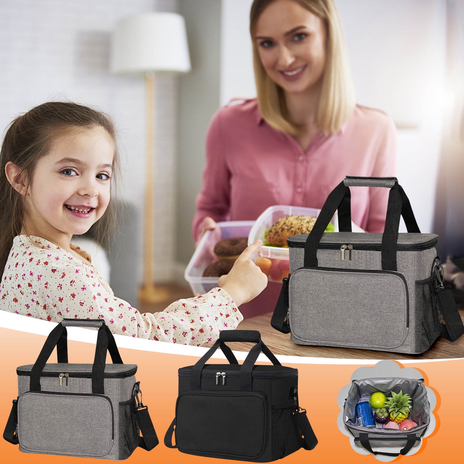 Insulated Picnic Bag with Detachable Strap, Large Capacity Insulated ...