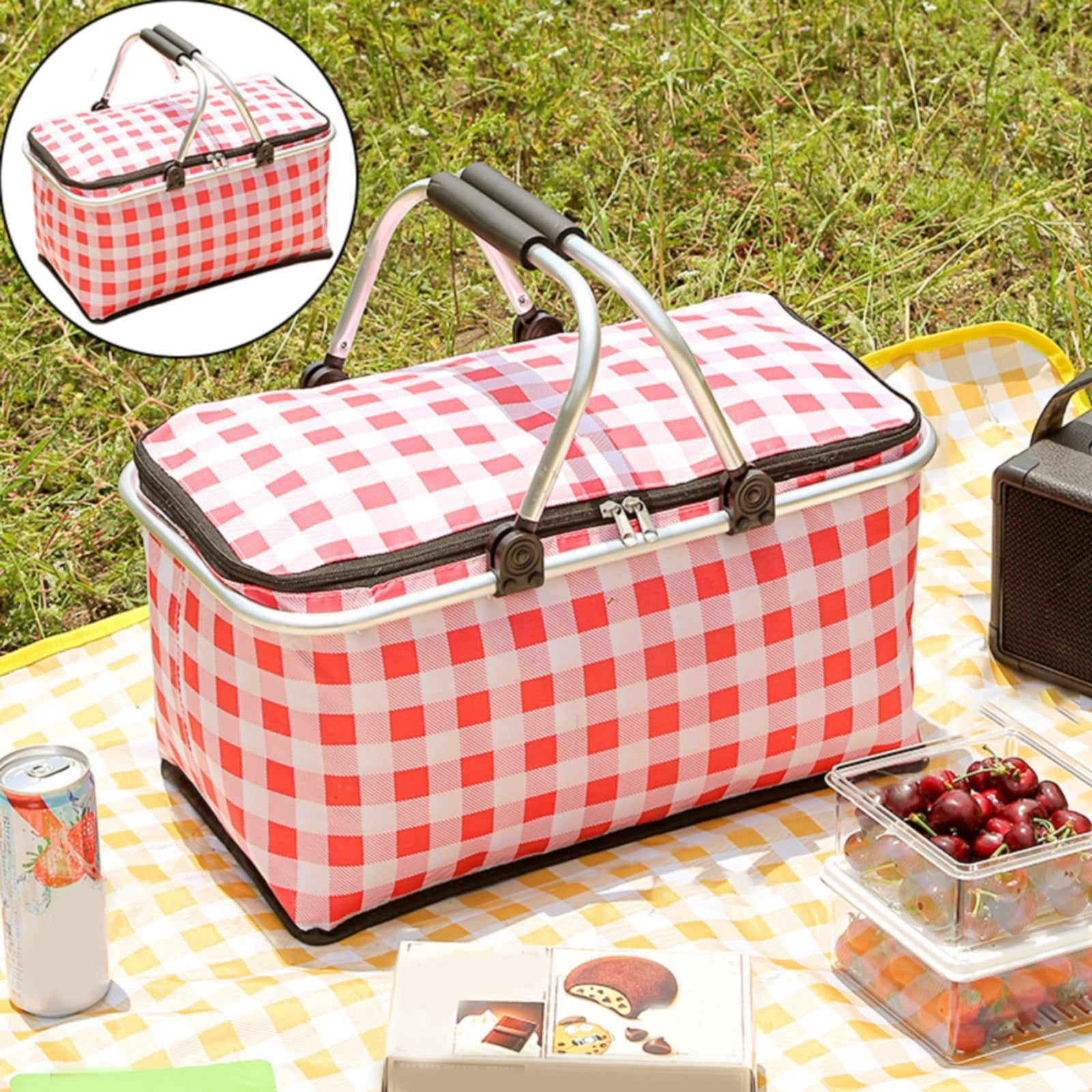 Insulated Picnic Basket Cooler Bag With Leak Proof Liner 26L Large ...