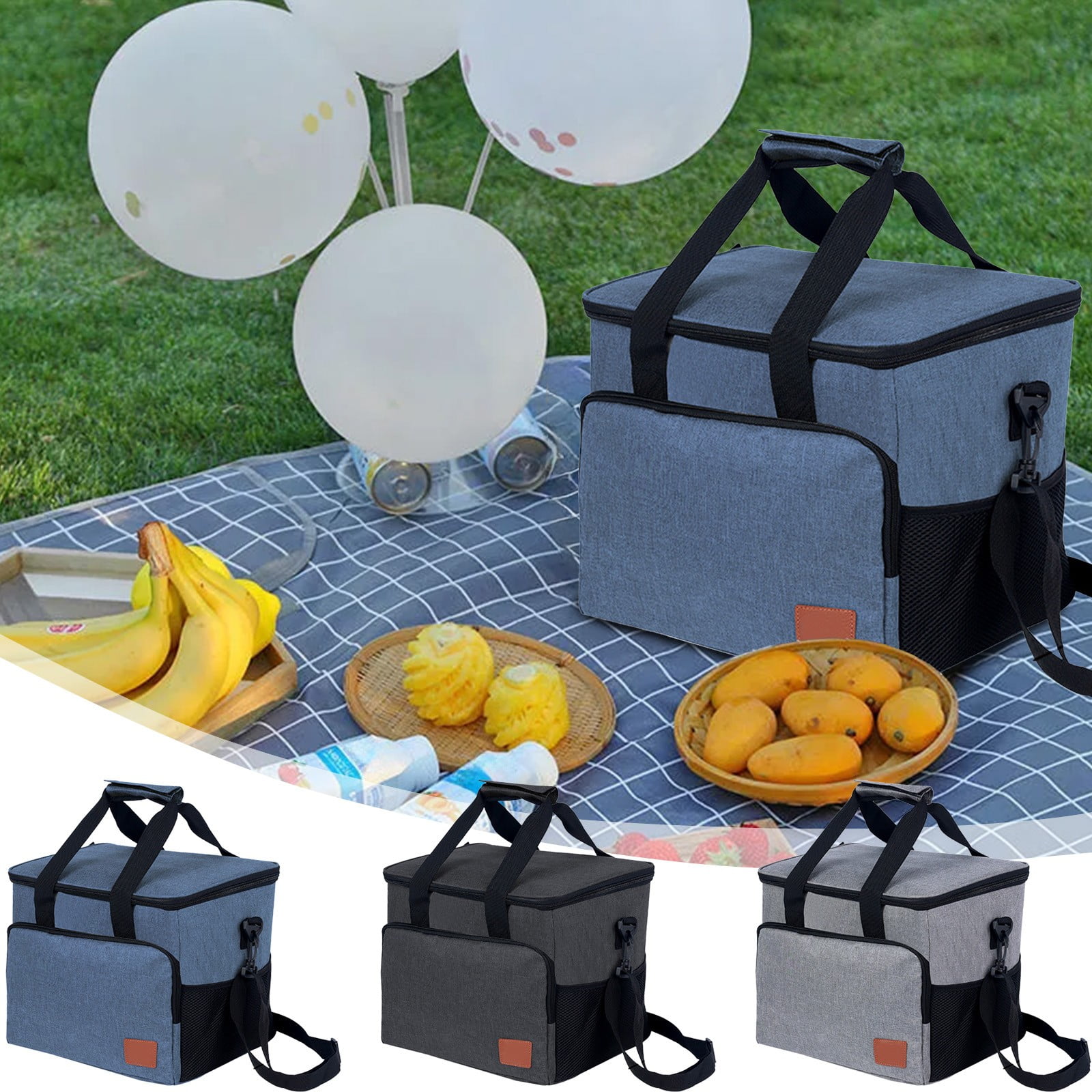 Insulated Picnic Cooler Bag,24l Capacity,Waterproof Fabric,Aluminum ...