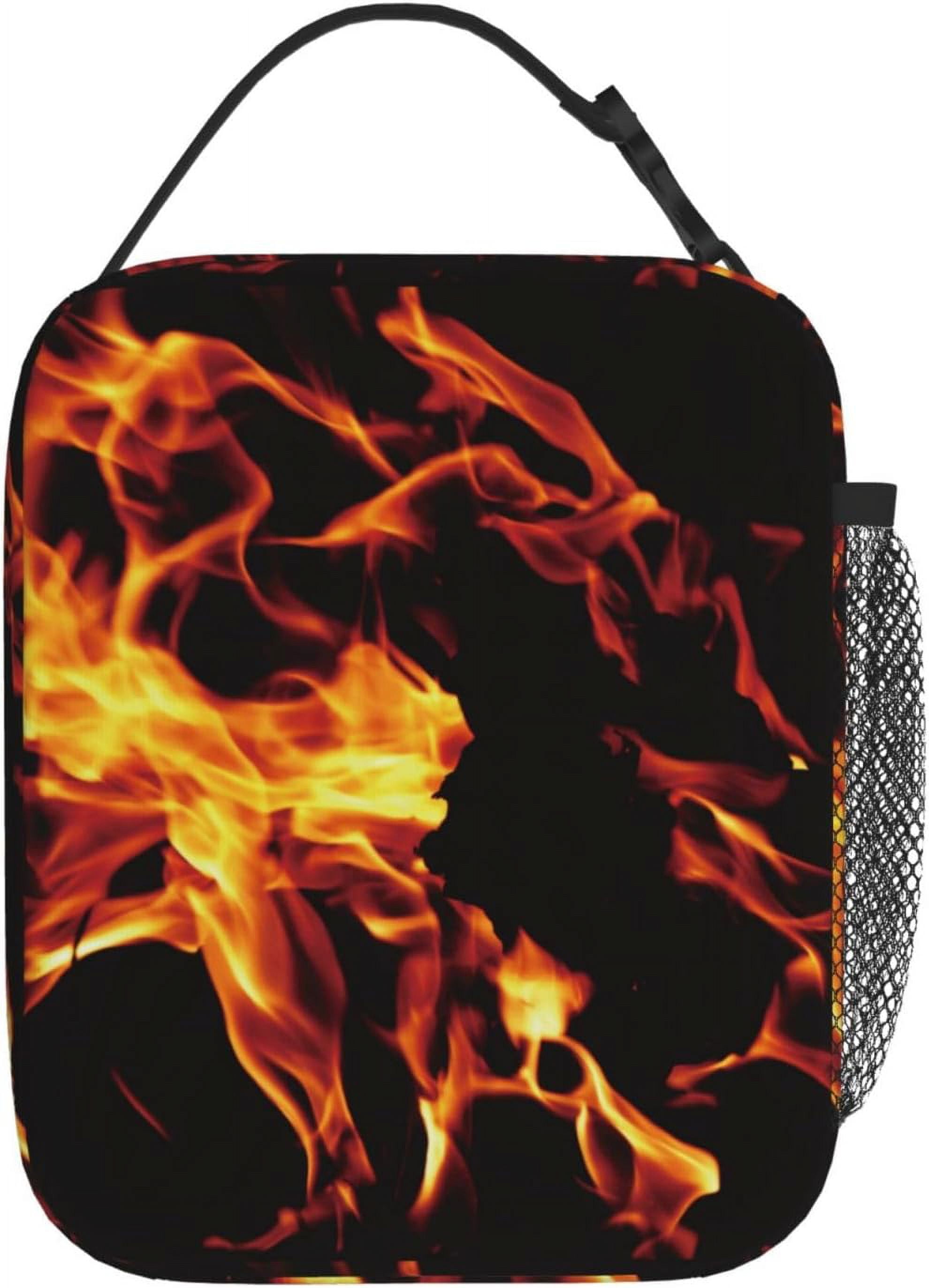 Insulated Portable Lunch Box - Fire Flame Black Design - Tough ...