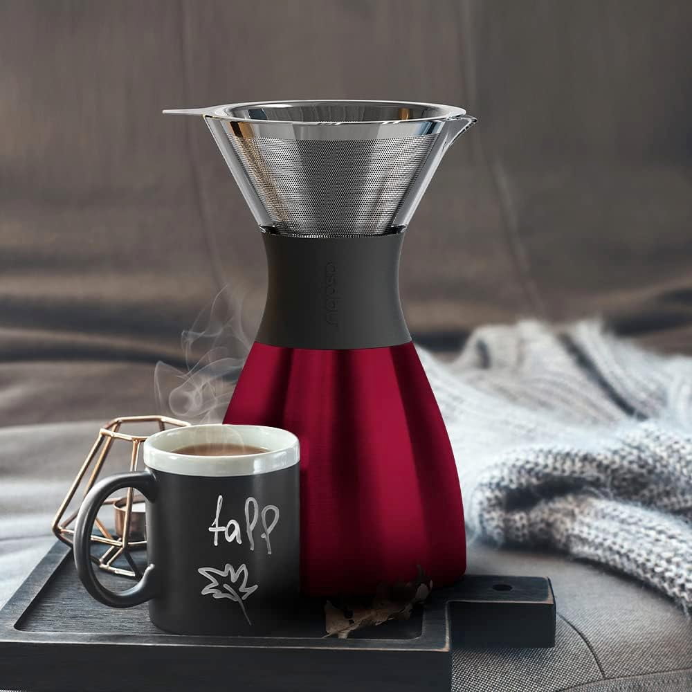 Insulated Pour Over Coffee Maker 32 oz Double-Wall Vacuum Stainless ...