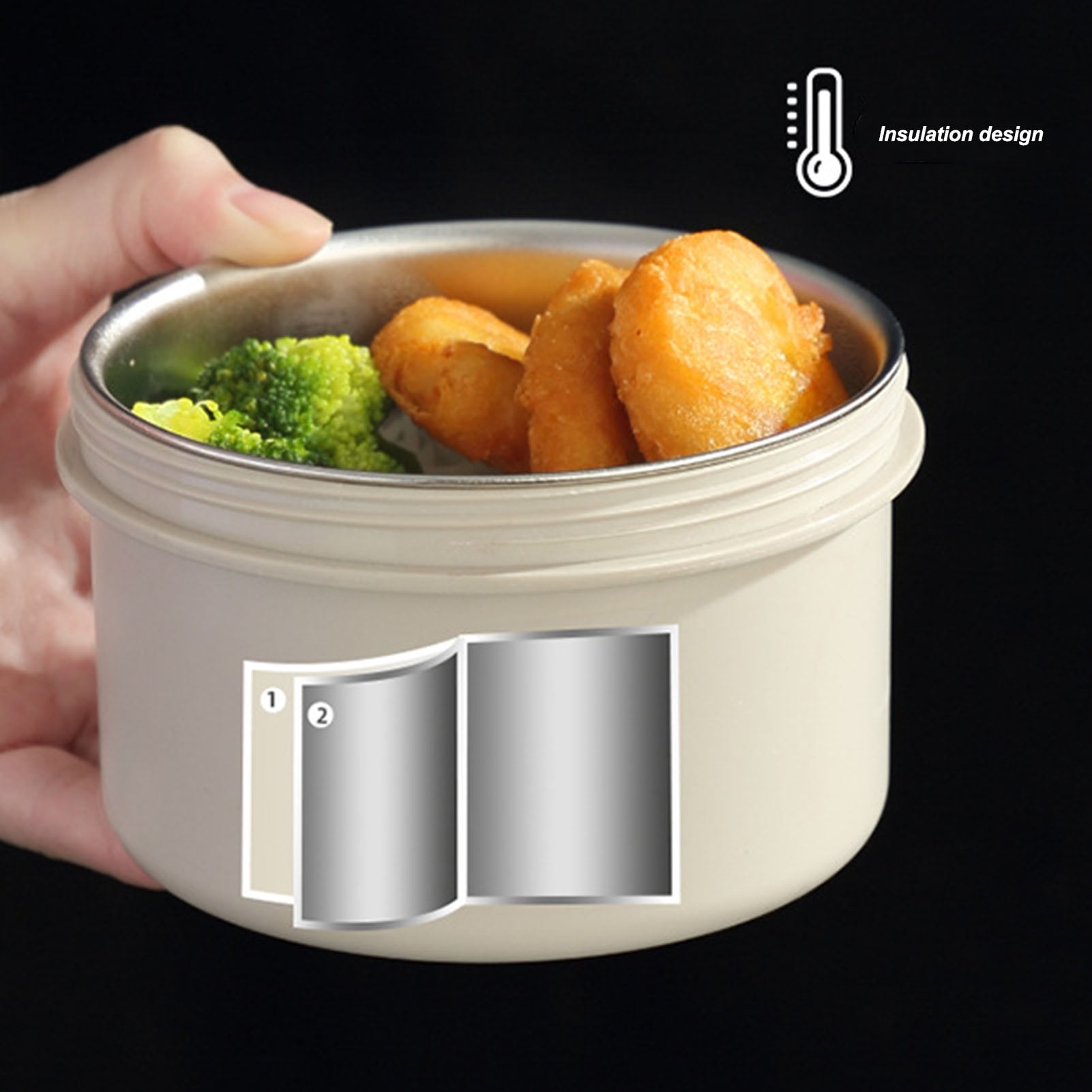 Insulated Round Food Storage Container, 316 Stainless Steel Box With ...
