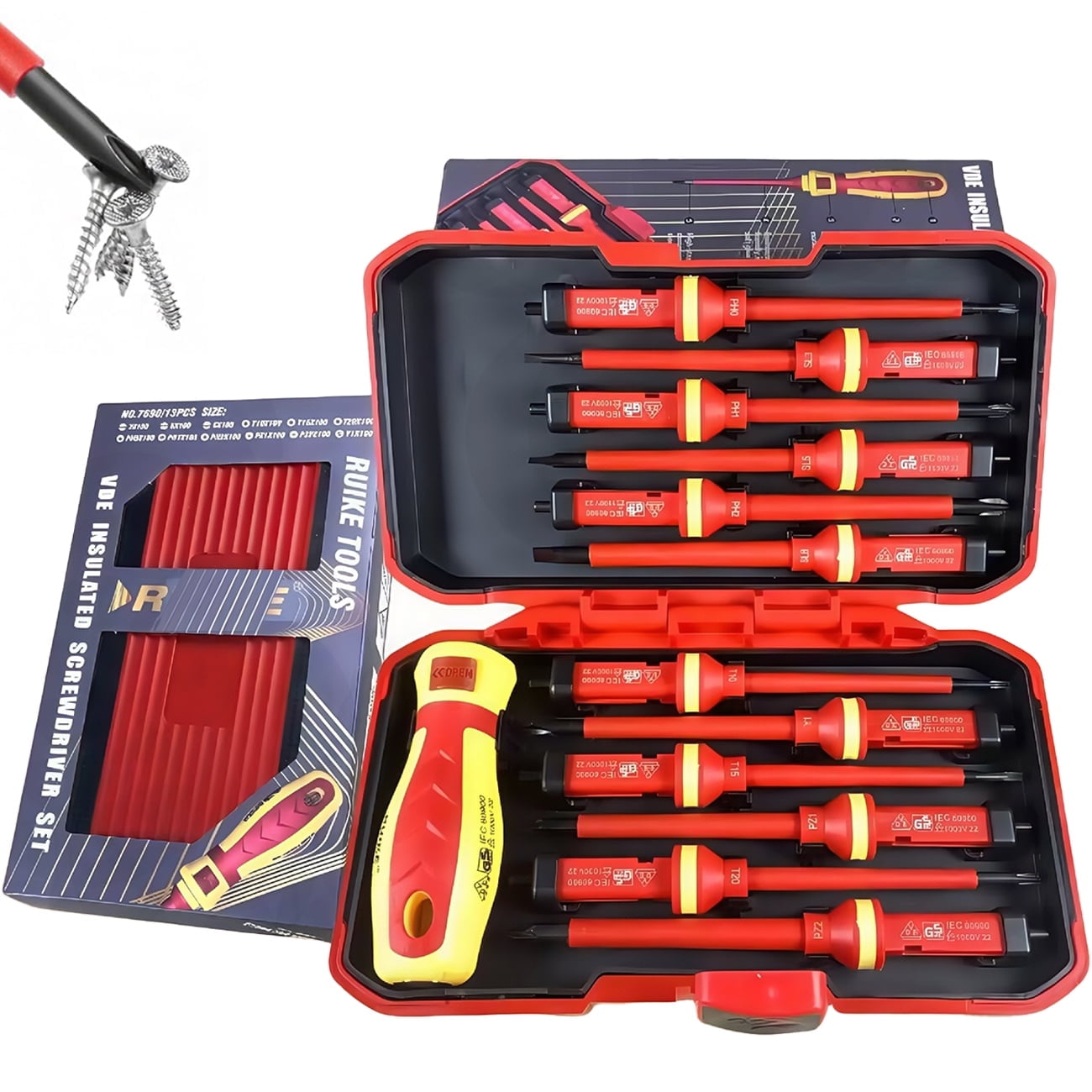 Insulated Screwdriver Set, All-in-One 13pcs Magnetic Screwdriver Set ...