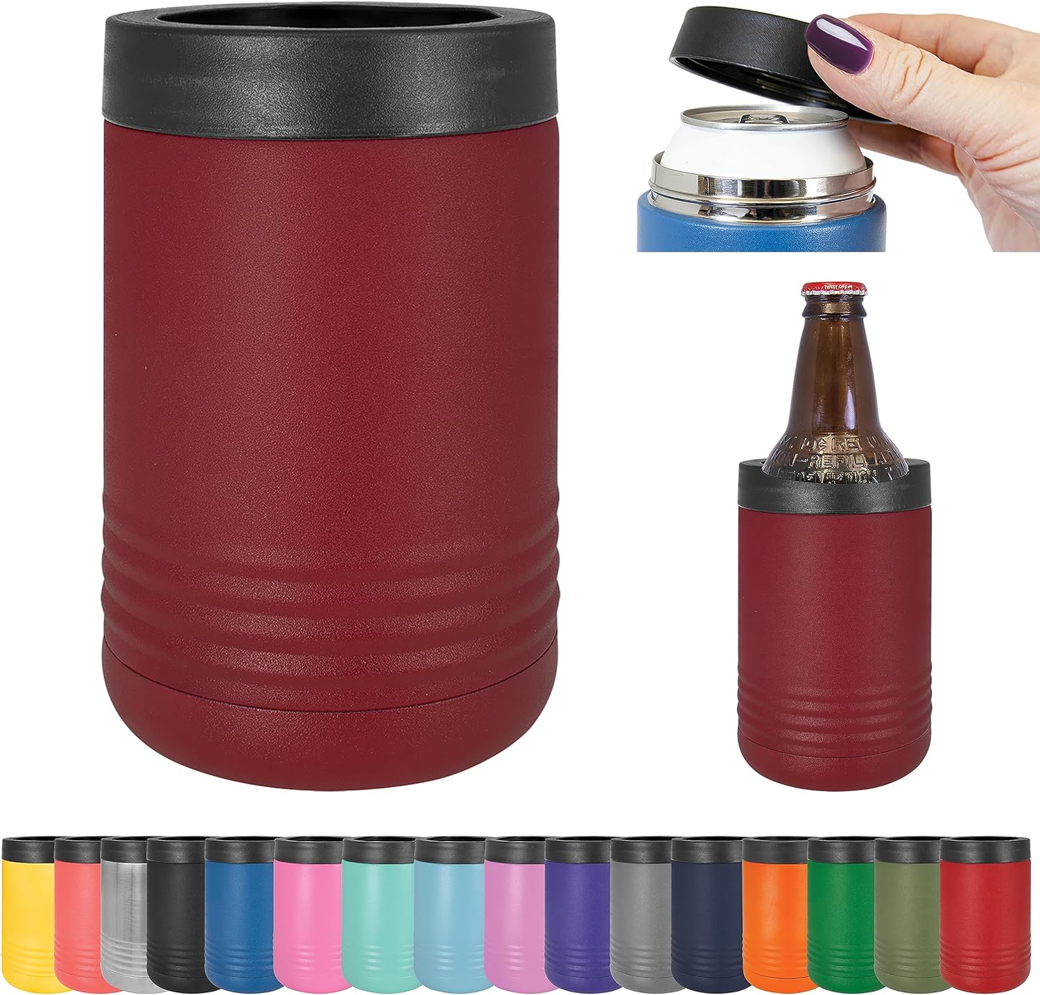 Insulated Stainless Steel 12 oz Double Wall Can or Bottle Cooler ...