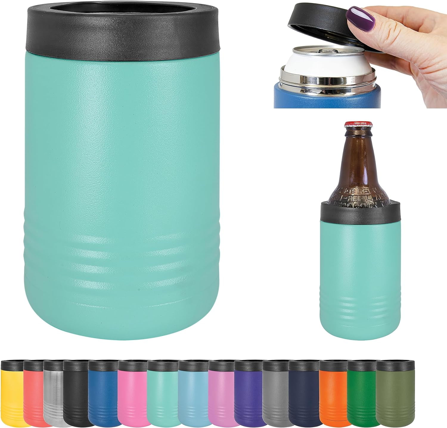 Insulated Stainless Steel 12 oz Double Wall Can or Bottle Cooler ...