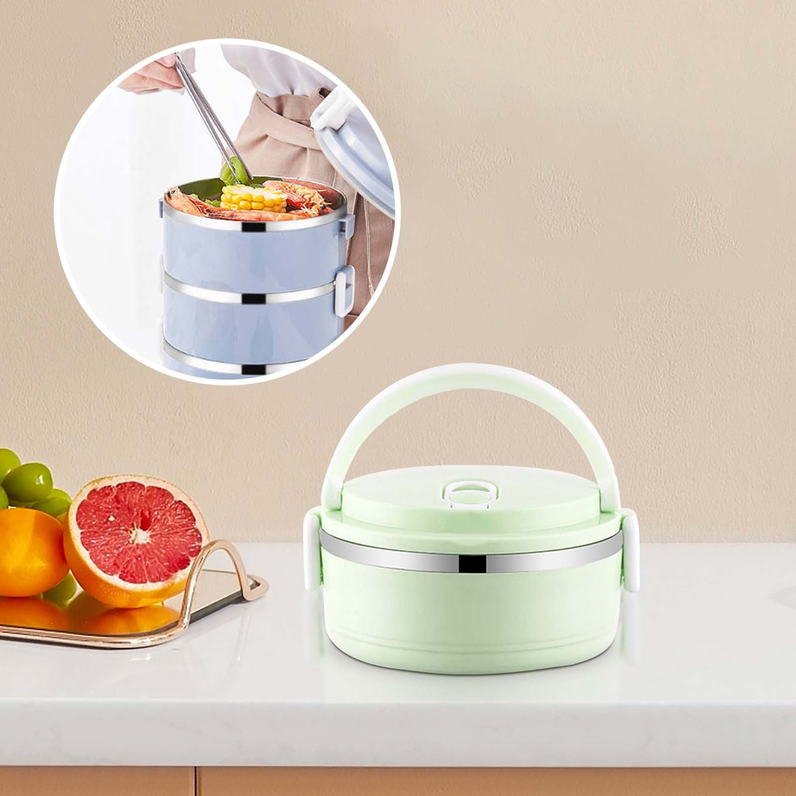 Insulated Stainless Steel Lunch Box Circular Bento Container for Adults ...