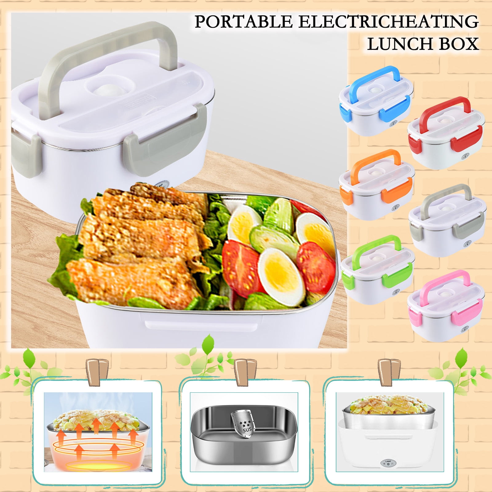Insulated Stainless Steel Lunch Carrier, Portable Workspace Meal ...