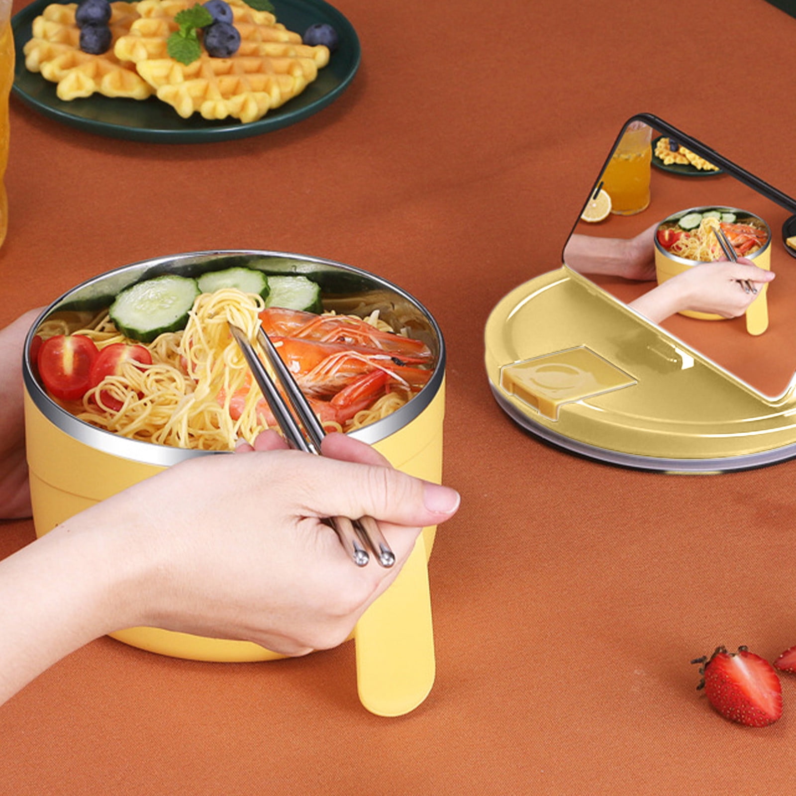 Insulated Stainless Steel Portable Meal Carrier, Dual-compartment Bento ...