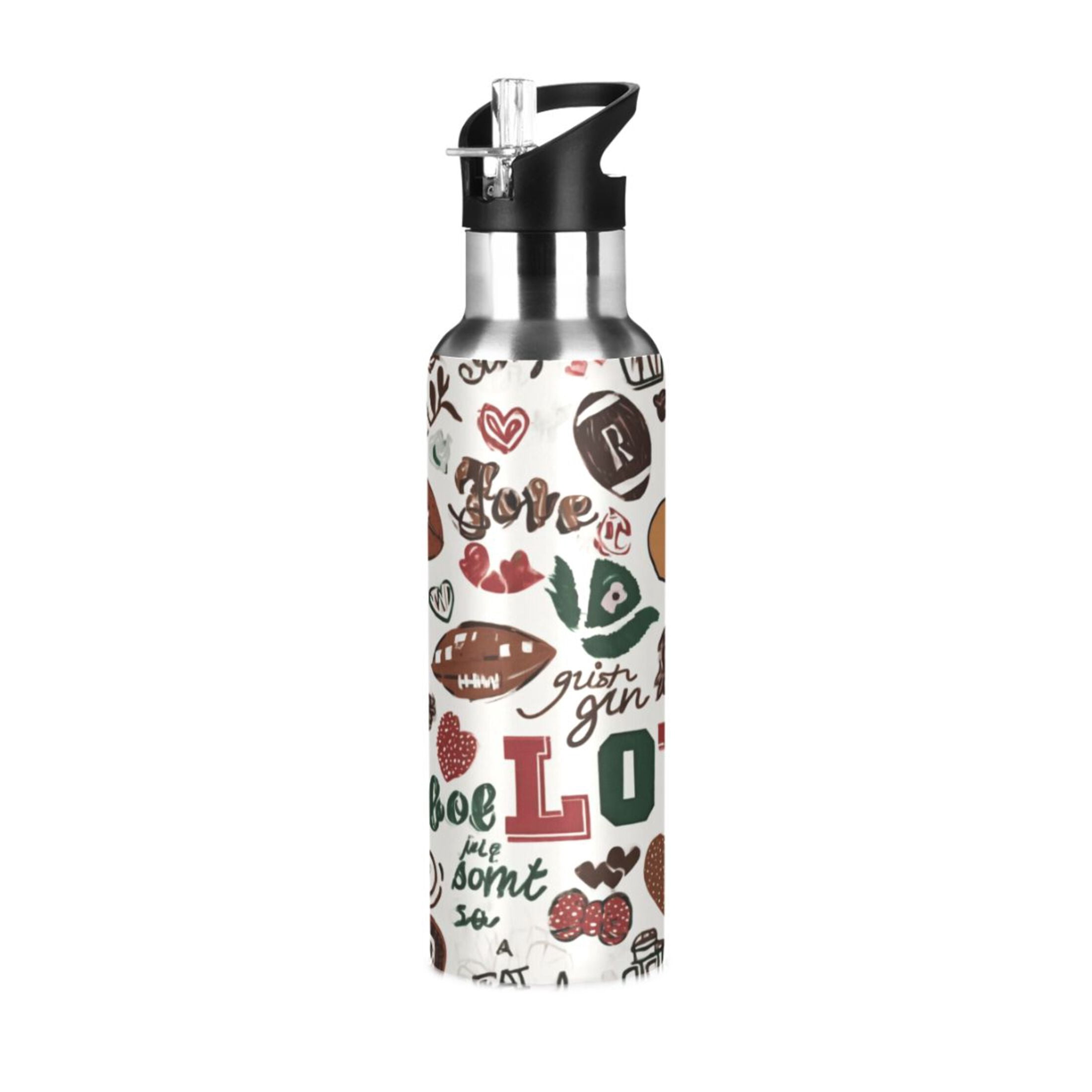 Insulated Stainless Steel Sports Water Bottle With Straw and Handle ...