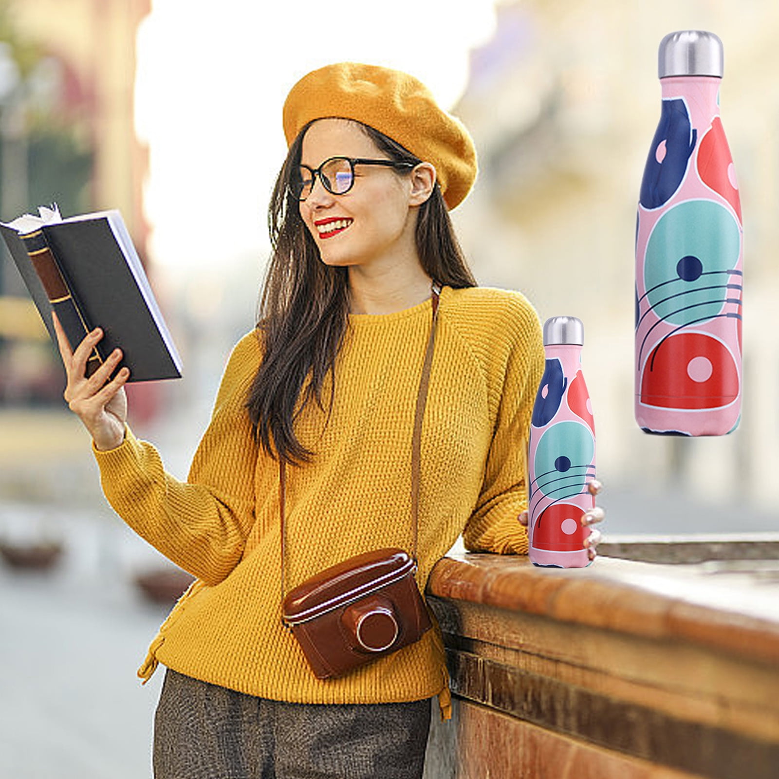 Insulated Stainless Steel Water Bottle, Double Wall Vacuum, Leakproof ...