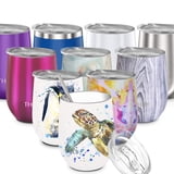 THILY Insulated Stainless Steel Wine Tumbler, Stemless Glass with Lid ...