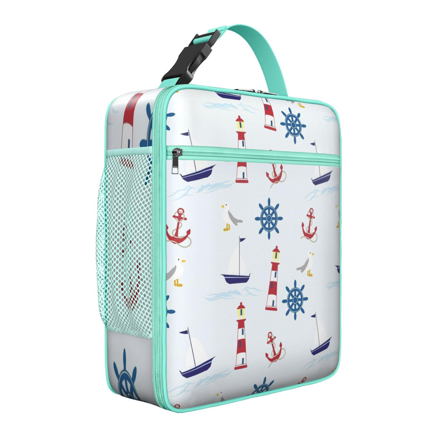 Insulated Thermal Lunch Bag with Durable Zippers, Mesh Side Pocket ...