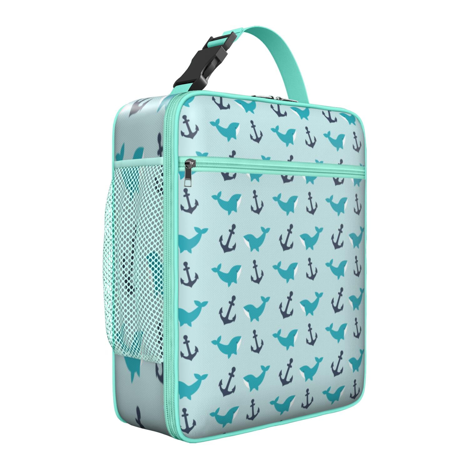 Insulated Thermal Lunch Bag with Durable Zippers, Mesh Side Pocket ...