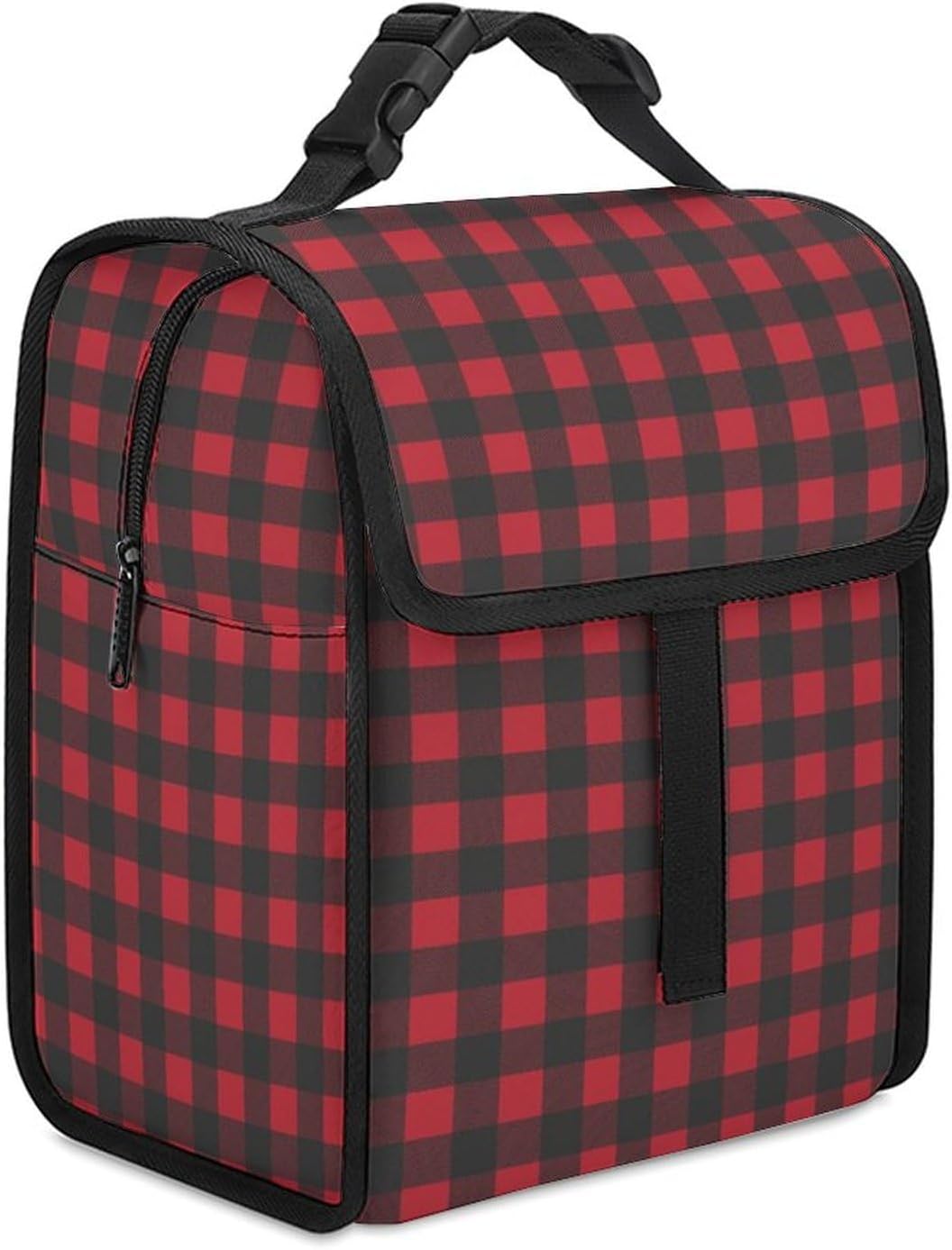 Insulated Thermal Lunch Cooler Pack, Red Black Buffalo Check Plaid ...