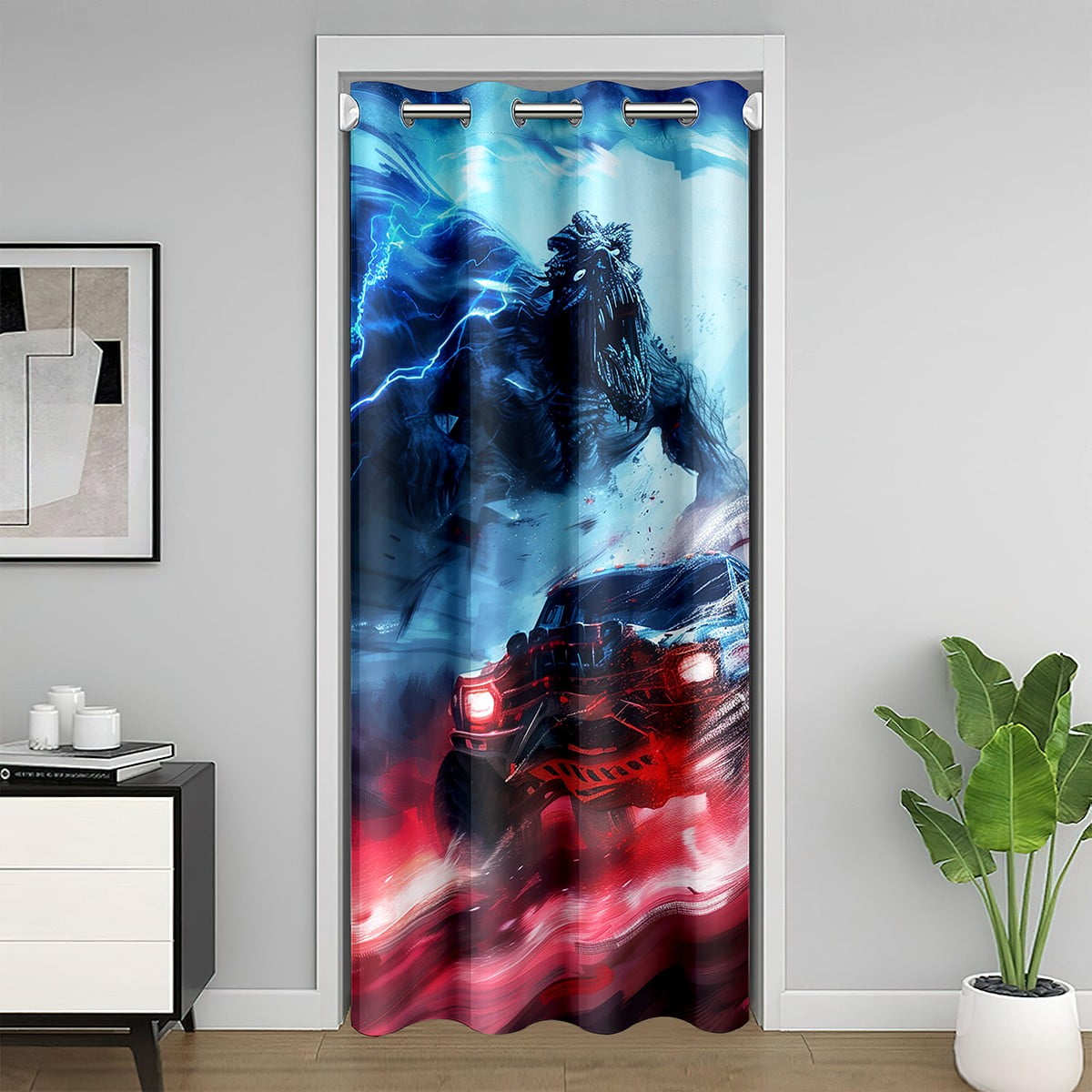 Insulated Thermal Neon Race Car84" x 52" Door Curtain For Doorway ...