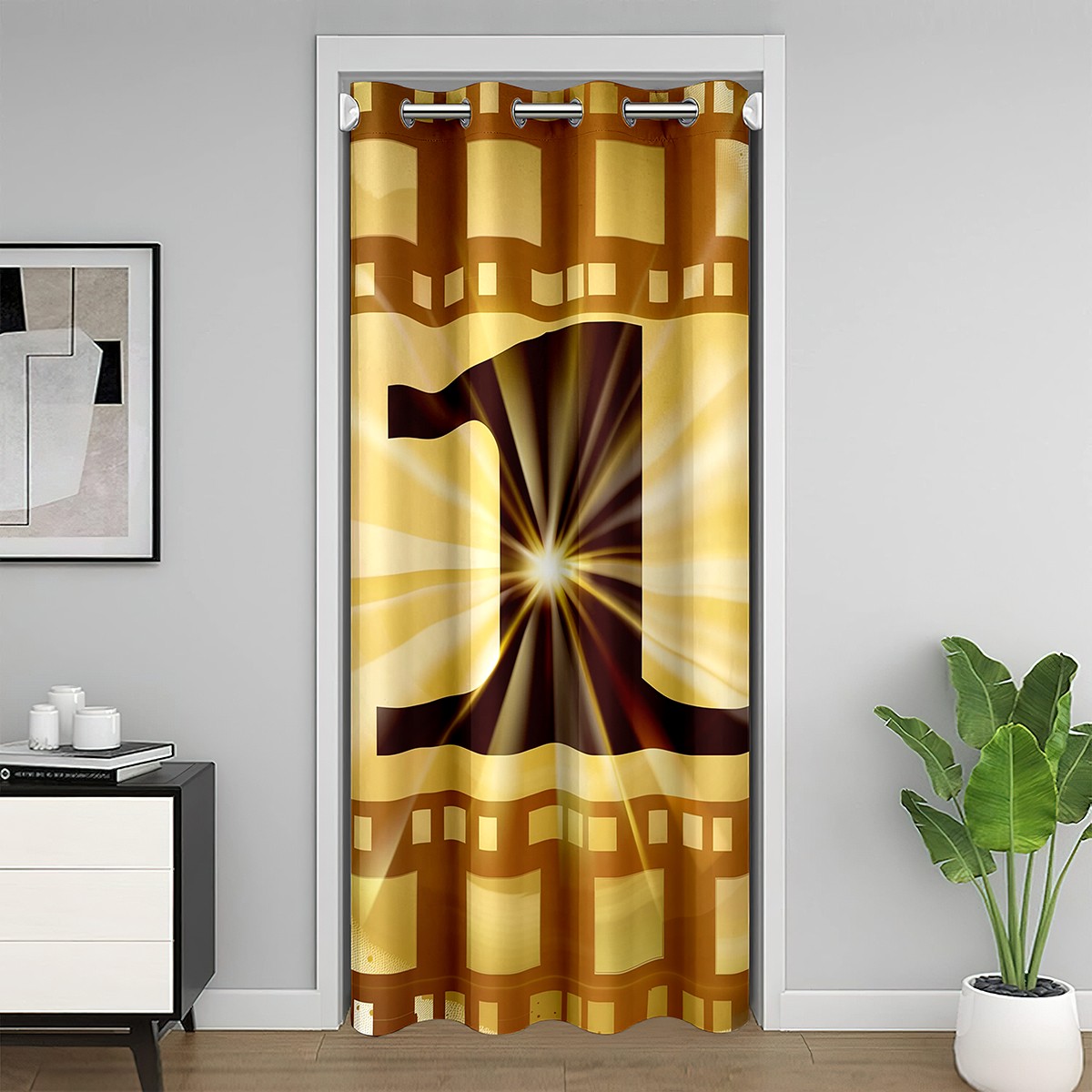 Insulated Thermal Yellow Film Theme Door Curtain For Doorway Privacy 34 ...