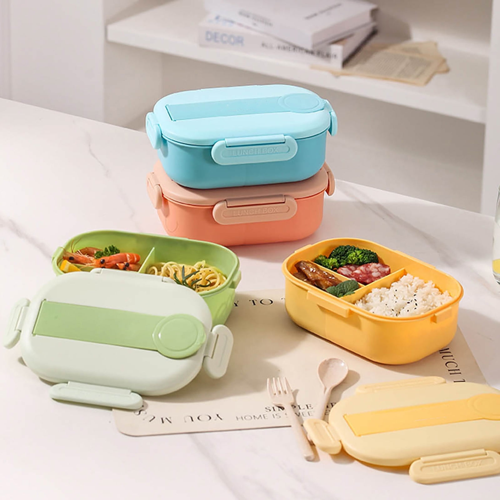 Insulated Three-compartment Meal Prep Box with Tableware, Portable ...