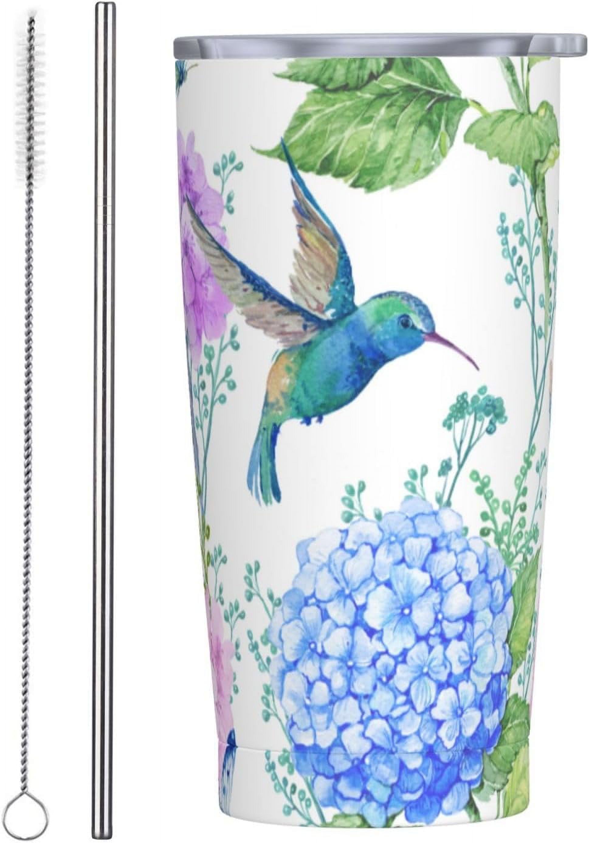 Insulated Tumbler Spring Hummingbird Flower Hydrangea 20 OZ with Lids ...