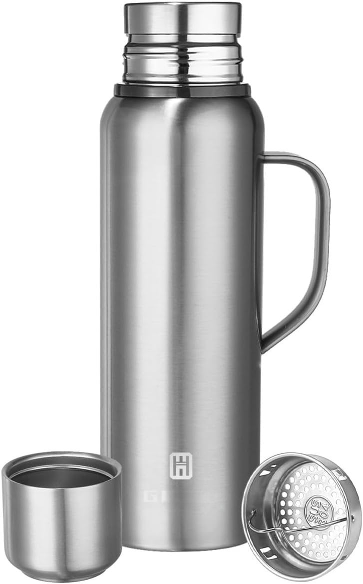 Insulated Vacuum Thermo Bottle 750ml/25.4oz with Cup Stainless Coffee ...