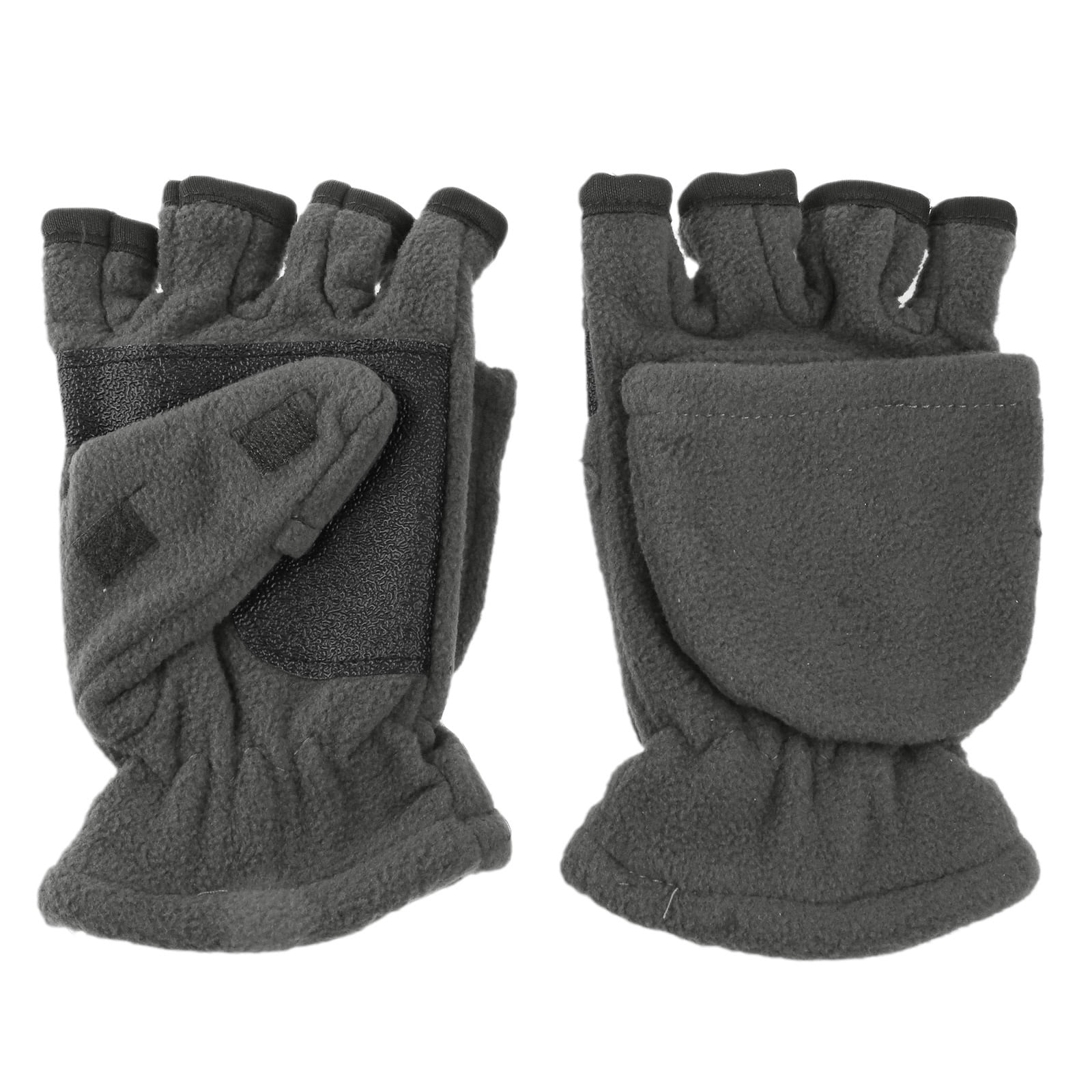 Insulated Warm Polar Fleece Convertible Mittens Flap Cover Fingerless ...