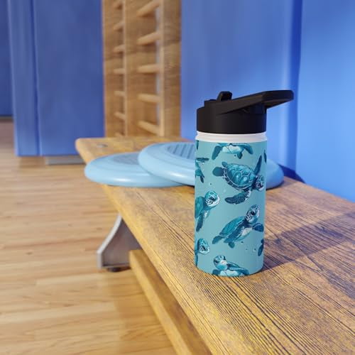 Insulated Water Bottle, 12oz, Cute Baby Sea Turtles - Double Walled ...