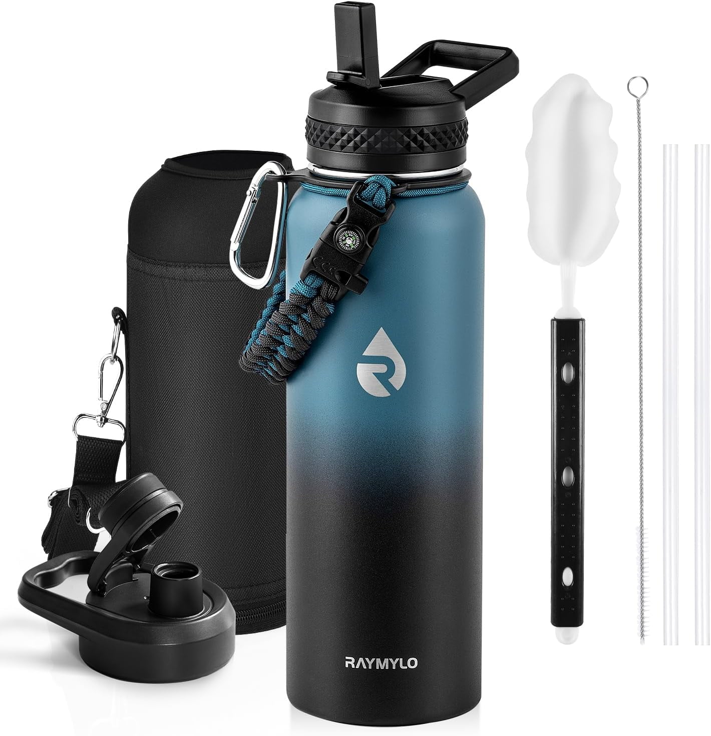Insulated Water Bottle 40 oz, Triple Wall Vacuum Stainless Steel (Cold ...