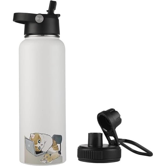 Insulated Water Bottle with Straw Lid & Spout Lid, 40oz Personalized ...