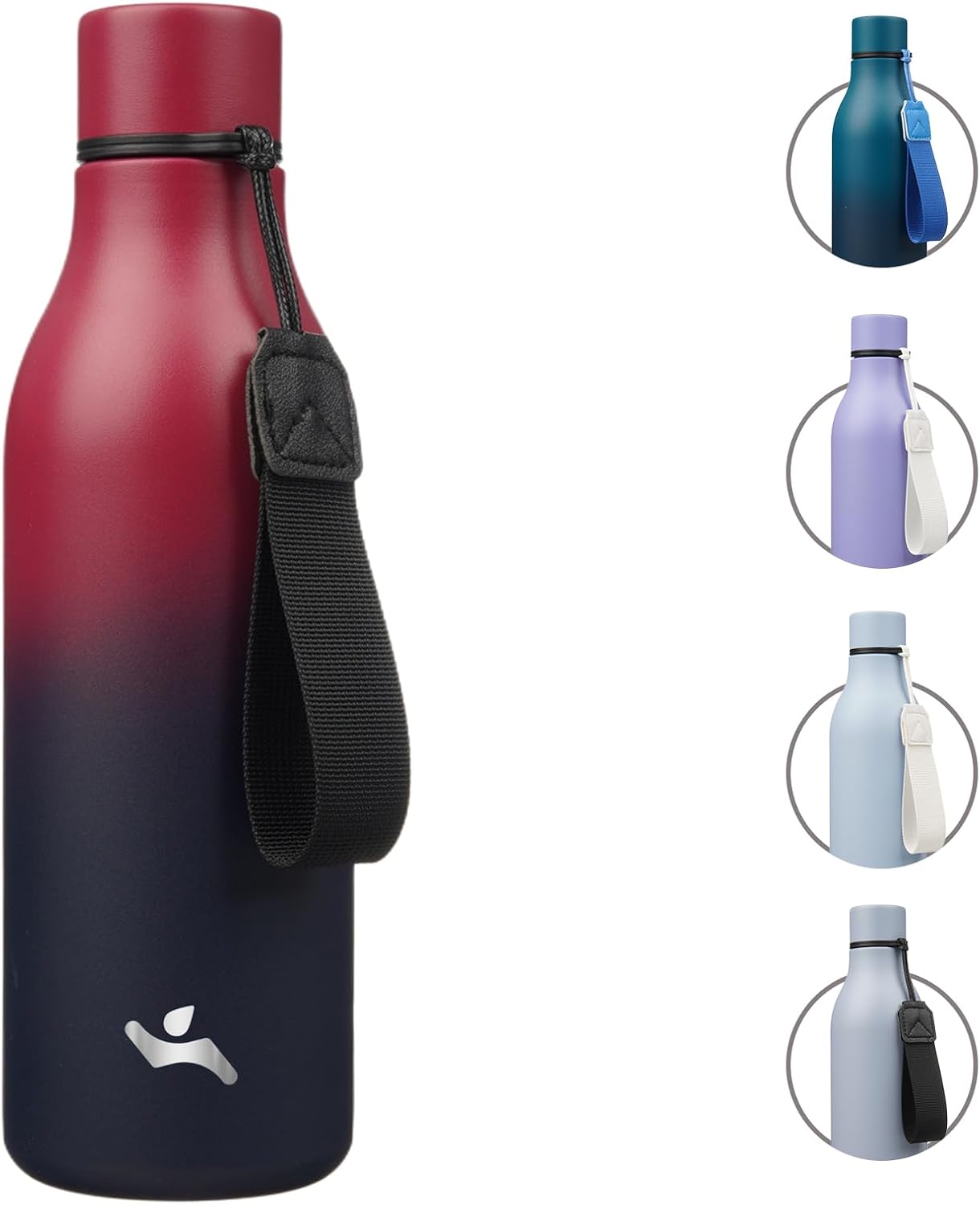 Insulated Water Bottle with Strap,18 oz Double Wall Stainless Steel ...
