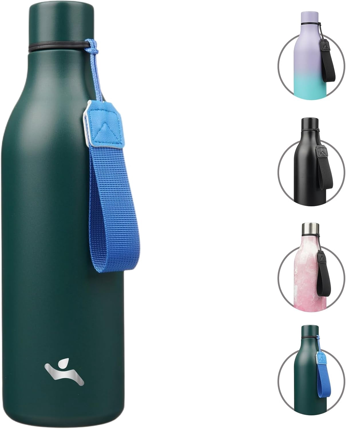Insulated Water Bottle with Strap,25 oz Double Wall Stainless Steel ...