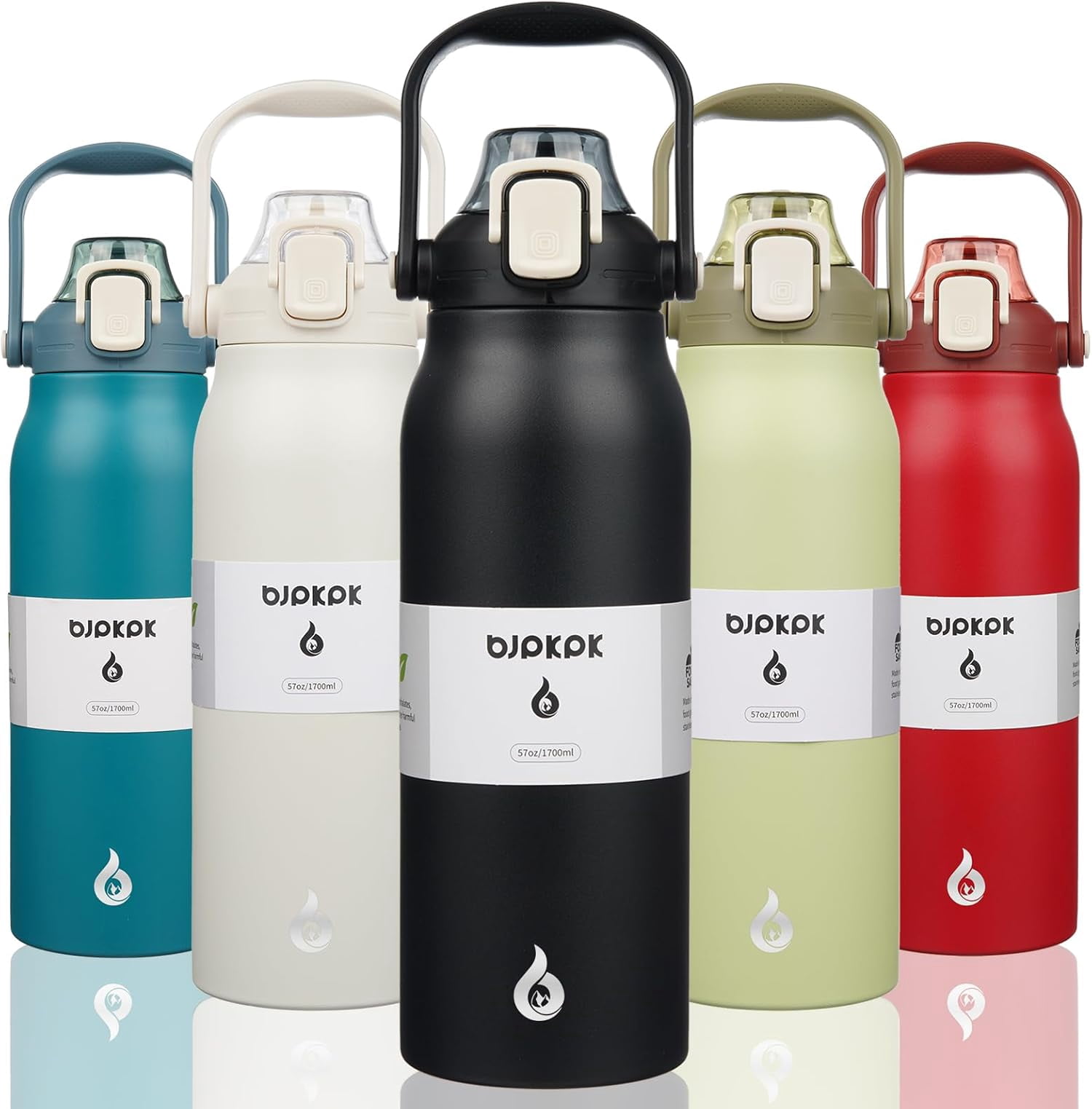 Insulated Water Bottles with Straw, 57 oz Water Bottle with One-handed ...