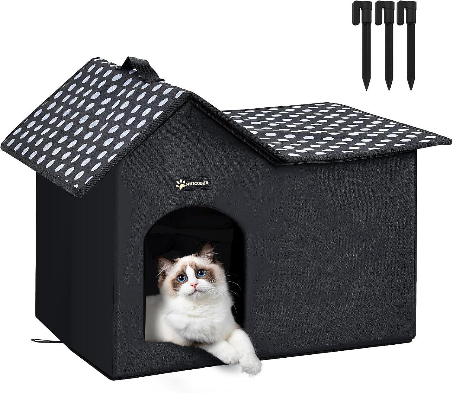 Insulated Wild Cat Shelter with Removable Soft Padding, Outdoor Cat ...