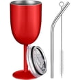 Insulated Wine Tumbler with Lid Straw Brush 10oz Stainless Steel ...