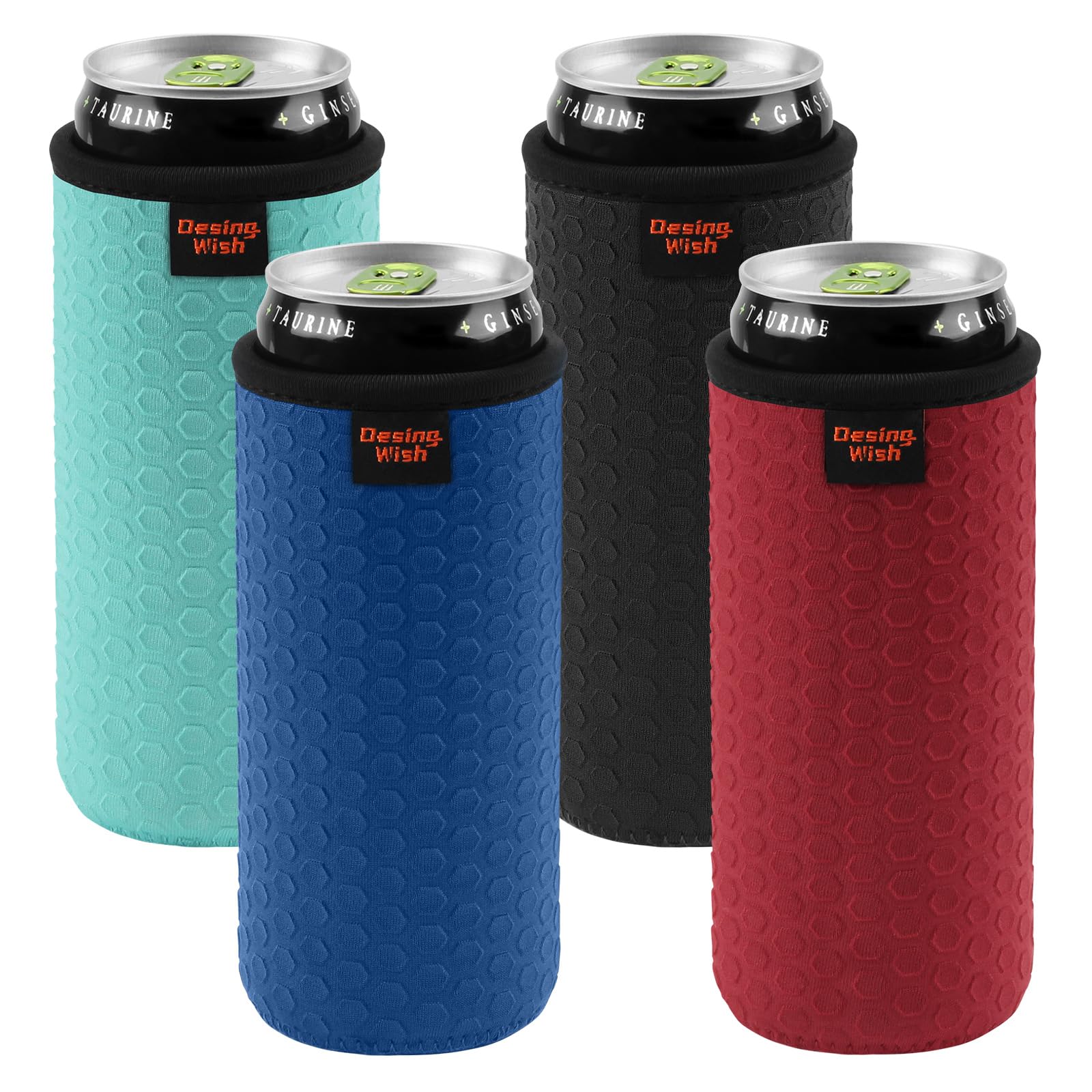 Insulated can cooler sleeves for 12oz slim cans, stretchable neoprene ...