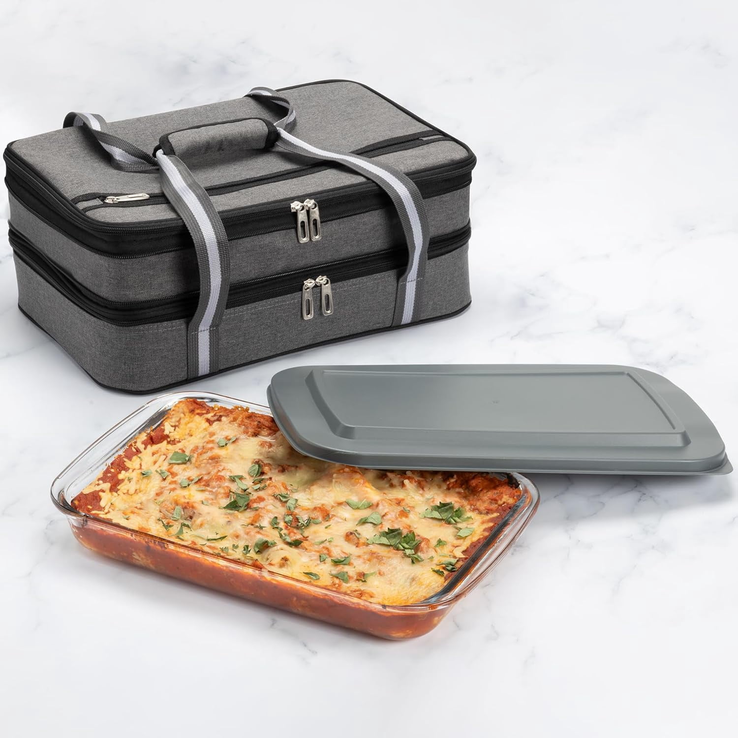 Insulated clay pot holder with baking tray and lid, suitable for hot or ...