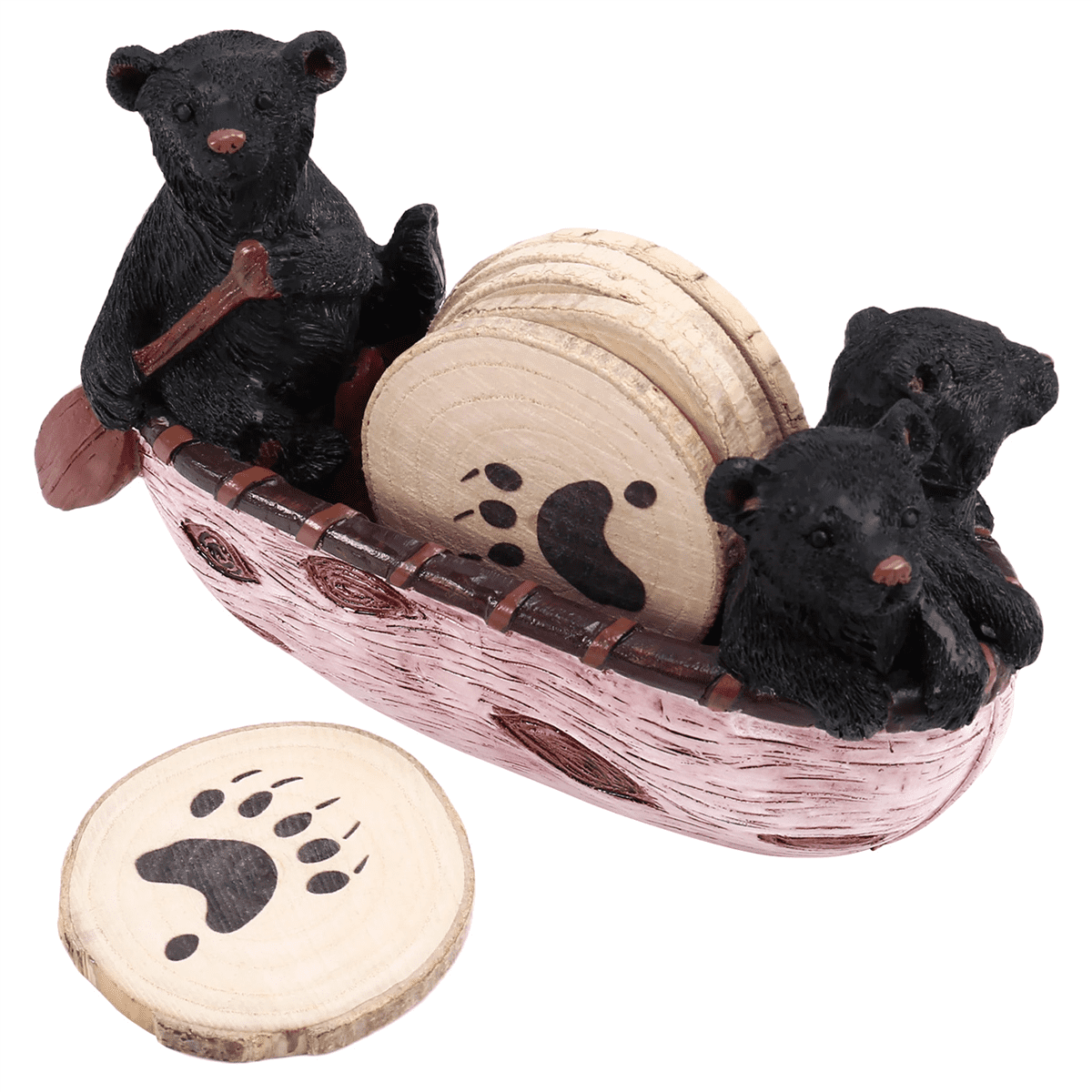 Insulation Pads Handmade Resin Coaster Set Black Bear Canoe Rack Pot ...