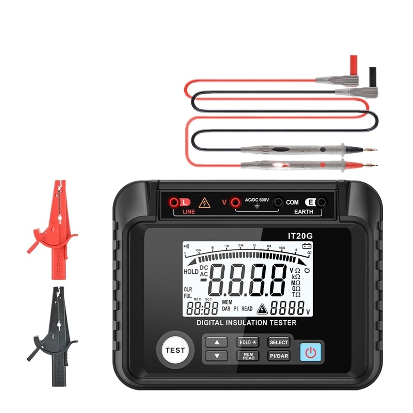 Insulation Resistance Tester 20G Digital Meter Megohmmeter Resistance ...