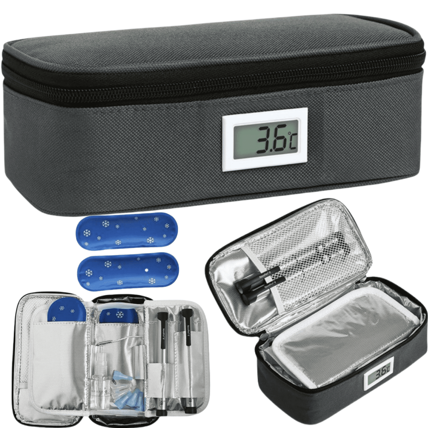Insulin Coolers Travel Case, Diabetic Medication Insulated Vial Cool Organizer, Aluminum Case ...