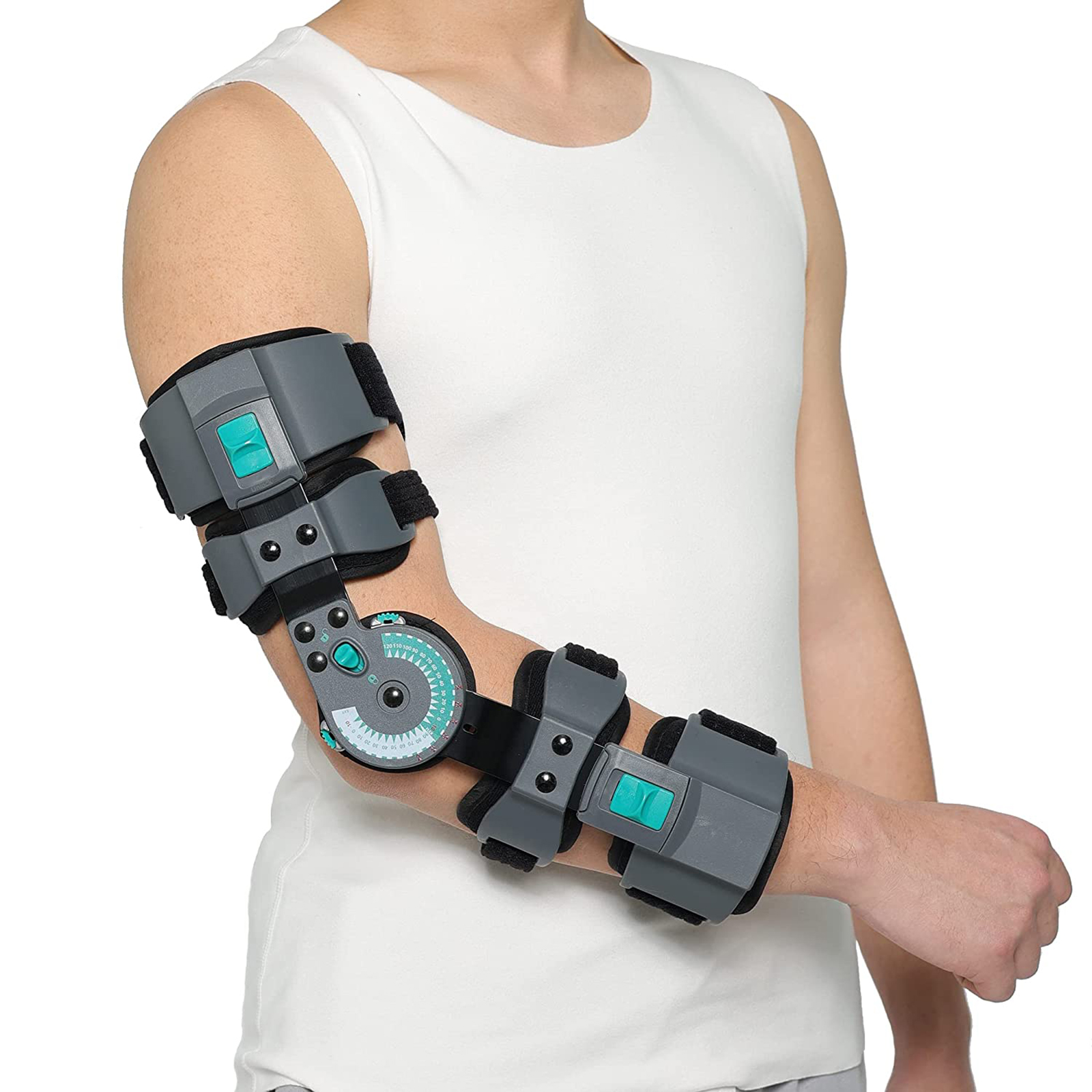 Insunen Hinged Elbow Brace Adjustable Telescoping ROM Post Op Arm ...